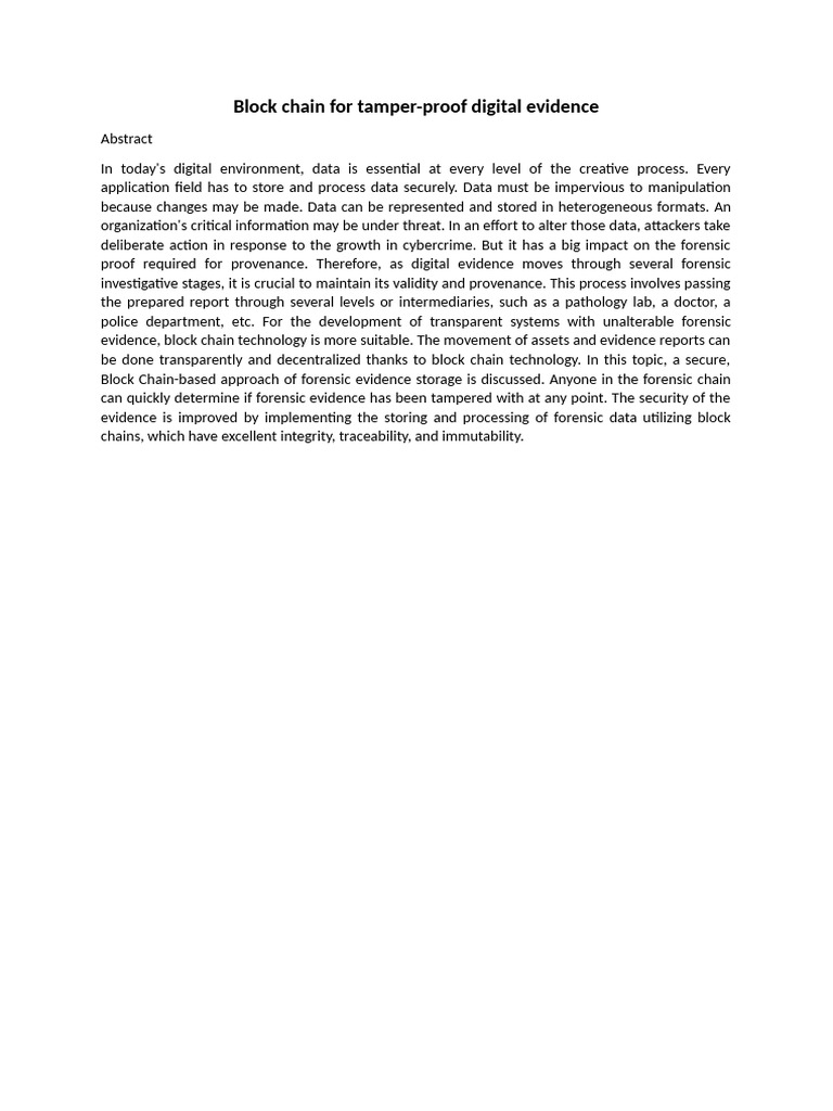 Block Chain For Tamper | PDF