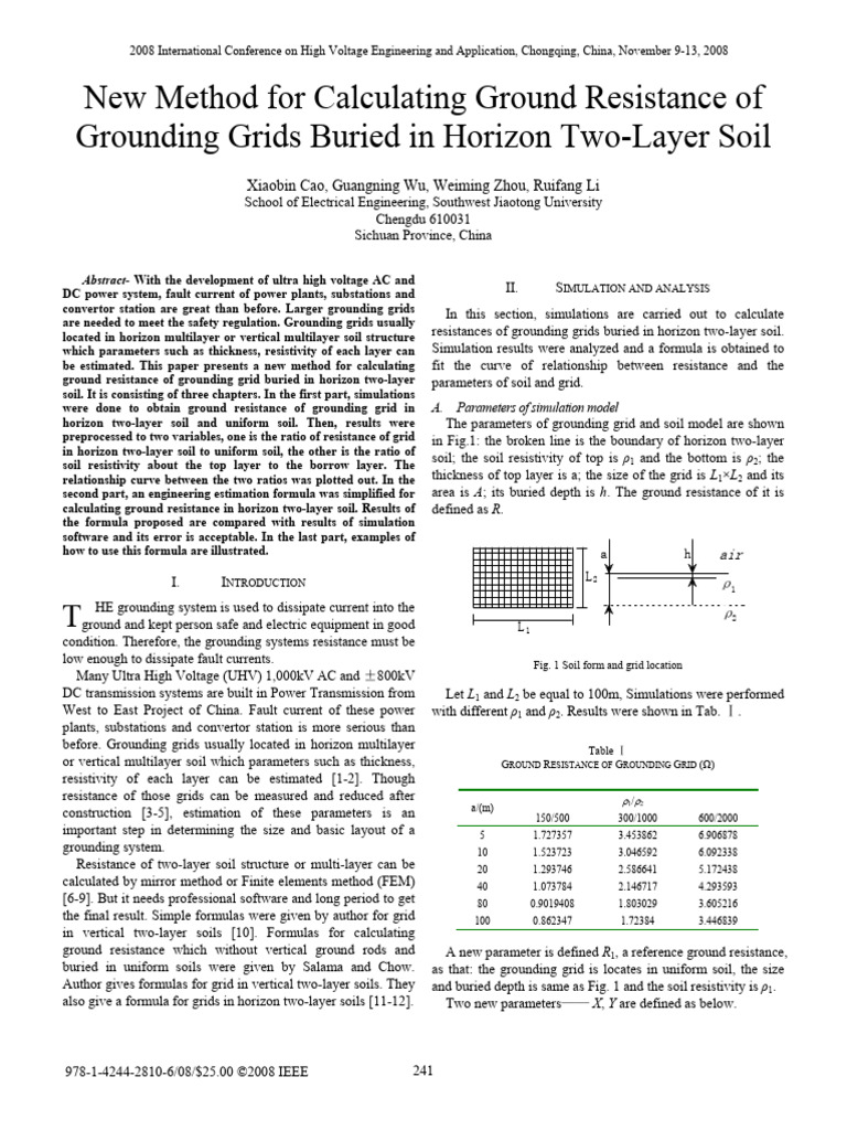 PRACTICAL FORMULA for grid impedance in 2 layer soil | PDF | Electrical Grid | Electric Power ...