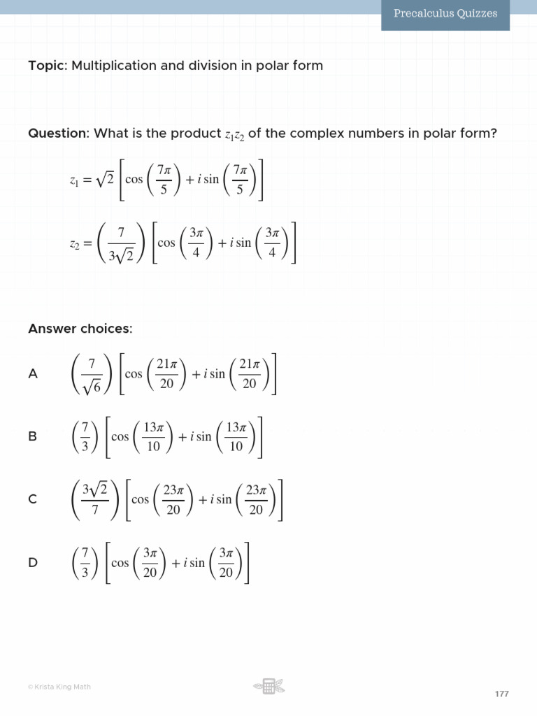 Multiplication and Division in Polar Form | PDF | Numbers | Complex ...