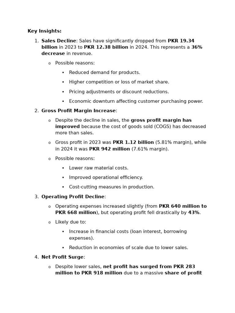 Key Insights - Kamran Raza | PDF | Profit (Economics) | Gross Margin