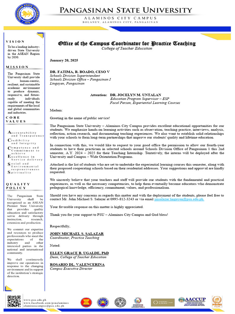 Letter For SDO Pang 1 Practice Teaching | PDF | Intelligence | Neuroscience