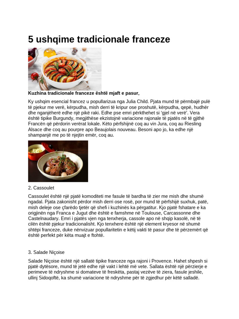 5 Ushqime Tradicionale Franceze | PDF