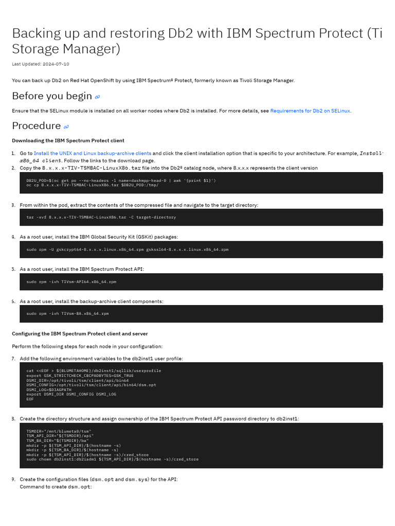 Backing Up and Restoring Db2 With IBM Spectrum Protect (Tivoli Storage Manager) | PDF | Sudo ...