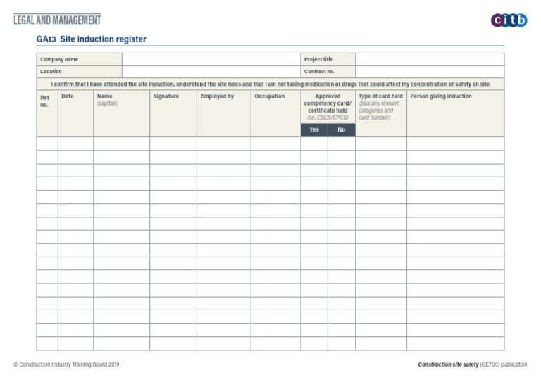 Site Induction Register | PDF