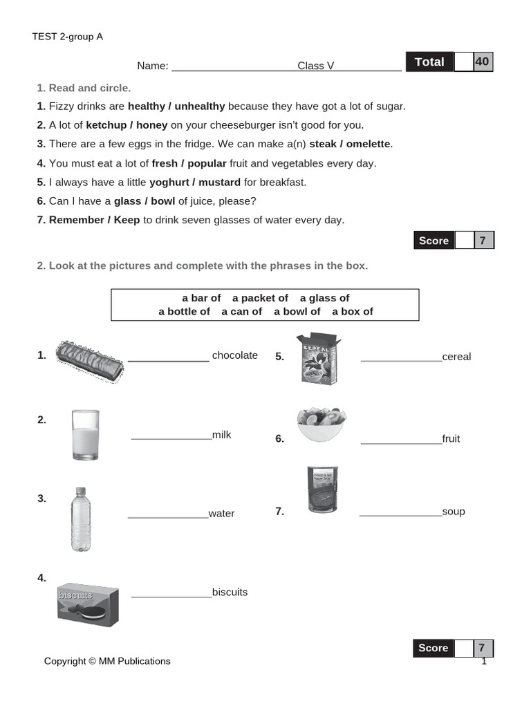 Young Stars - 5 - Test 2 Group A | PDF | Cooking | Western Cuisine