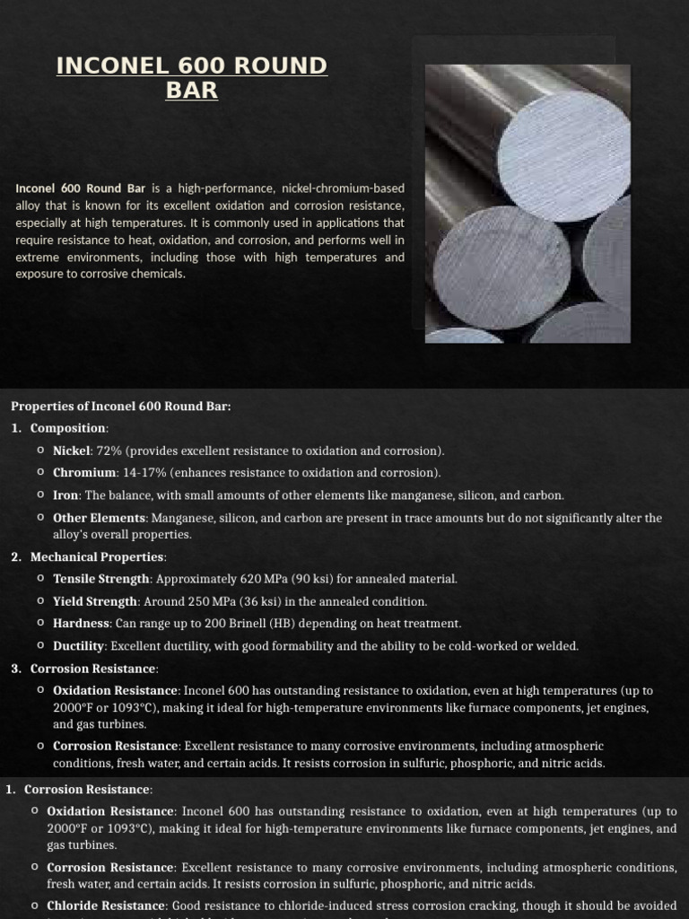Inconel 600 Round Bar | PDF | Corrosion | Construction