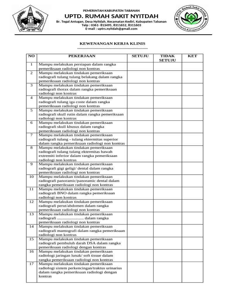 KEWENANGAN KERJA KLINIS | PDF