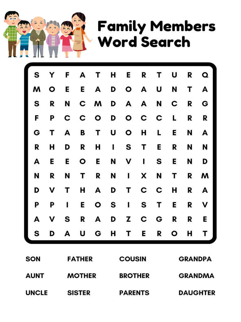 Family Members Word Search Puzzle | PDF