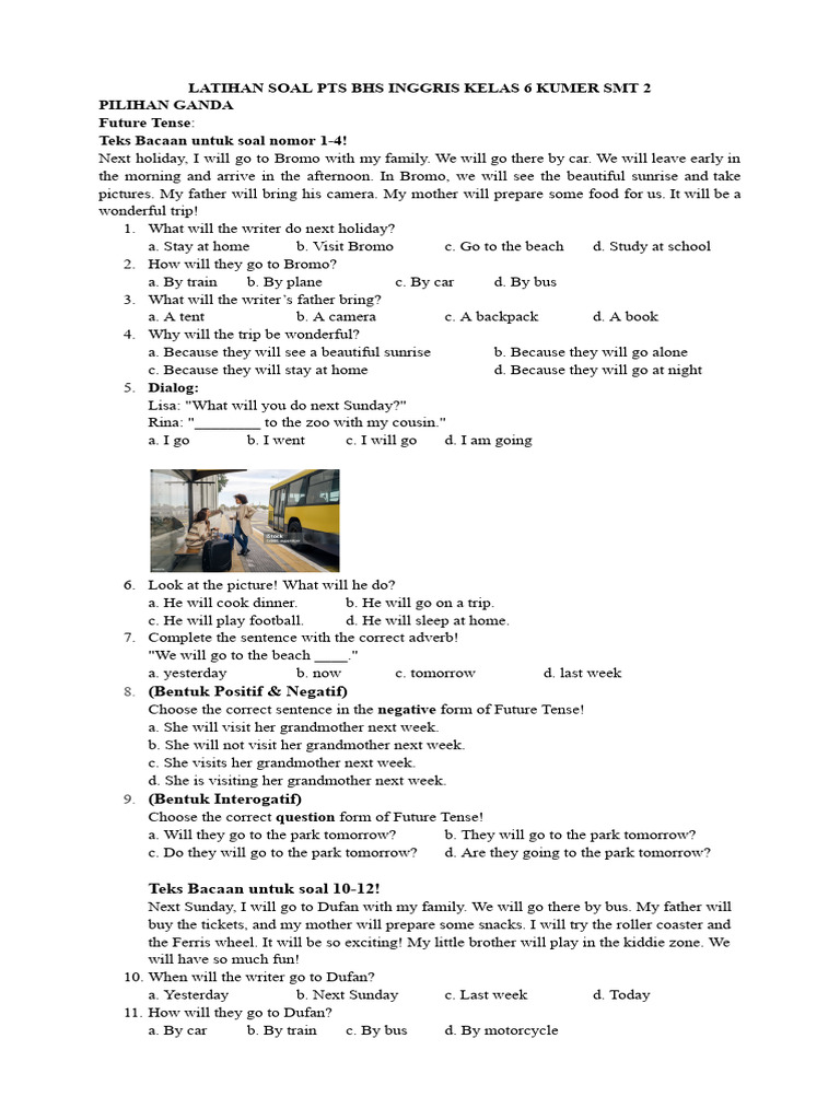 Latihan Soal PTS BHS Inggris Kelas 6 Kumer SMT 2 | PDF