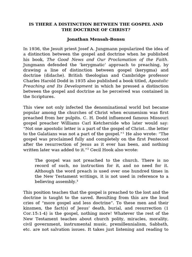Is There A Distinction Between The Gospel and The Doctrine of Christ ...