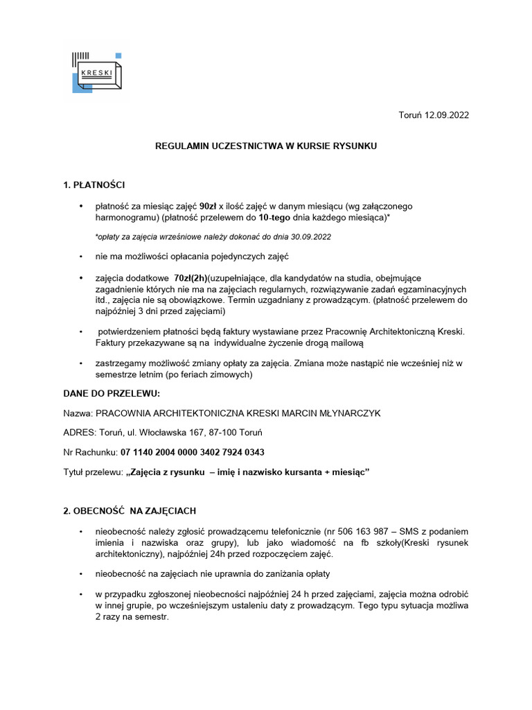 Regulamin Architektura 2022 Druk | PDF