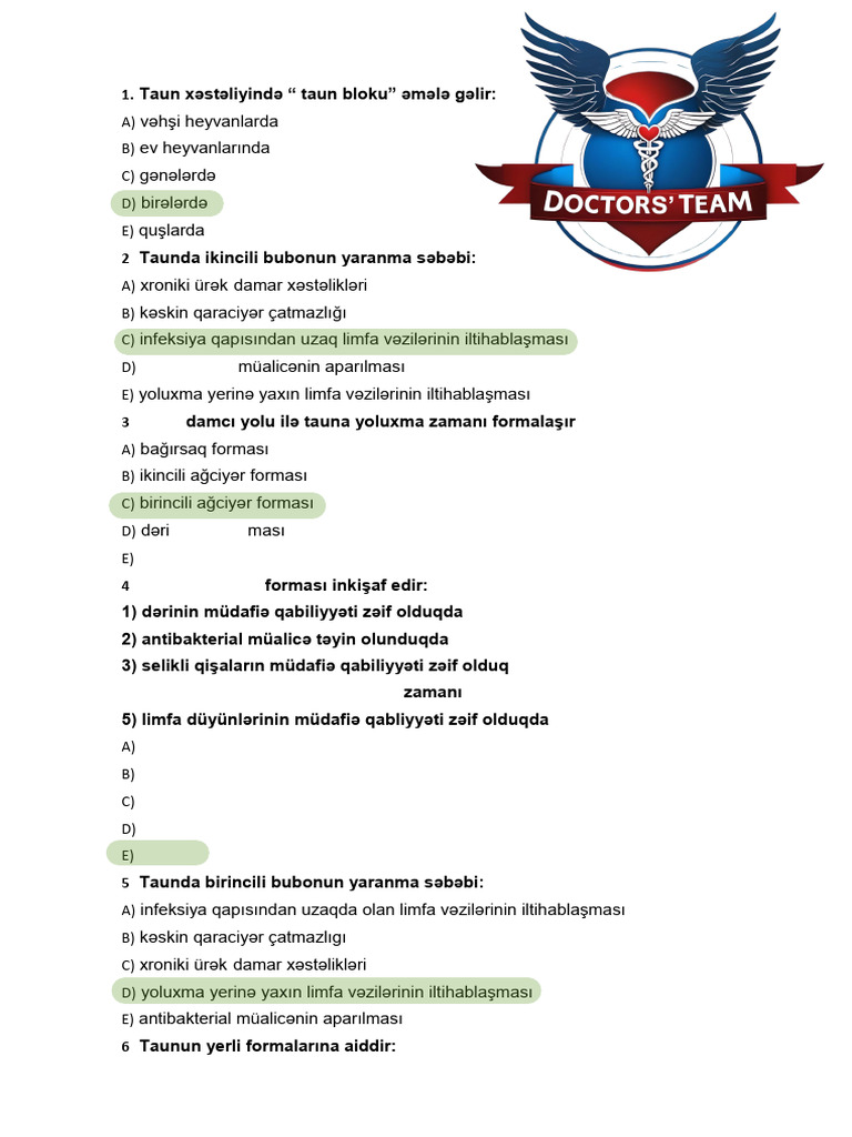 Yoluxucu Xəstəliklər 2 Yaz (Doctors' Team) | PDF