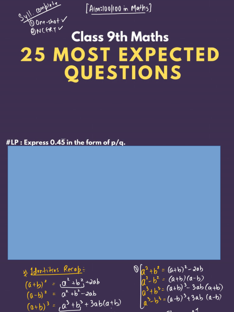 9th Maths Most Expected 25 Questions | PDF