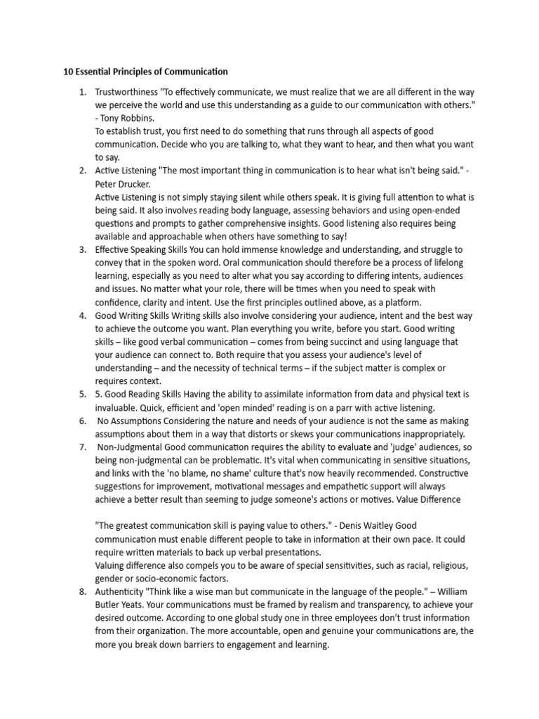 10 Essential Principles of Communication | PDF | Communication | Intention