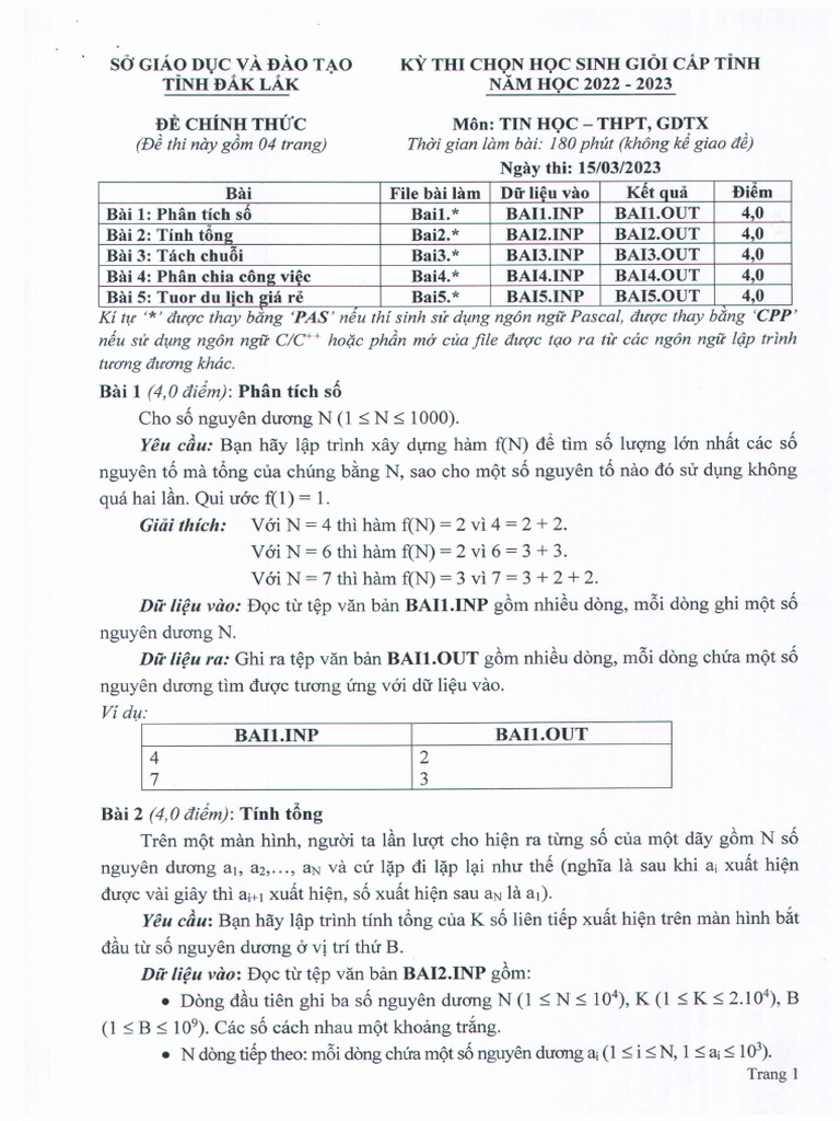 Đề Thi HSG Tỉnh THPT -NH 2022 - 2023 | PDF