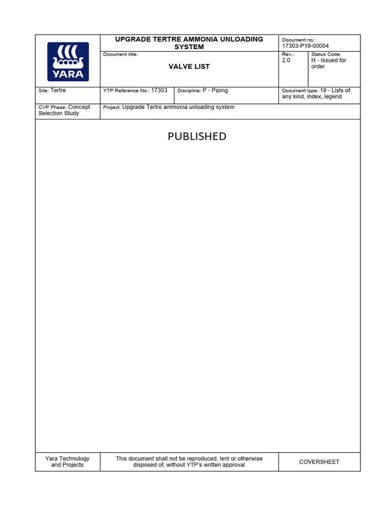 Op18409 - 17303-P19-00004 - Valves List | PDF | Valve | Gas Technologies