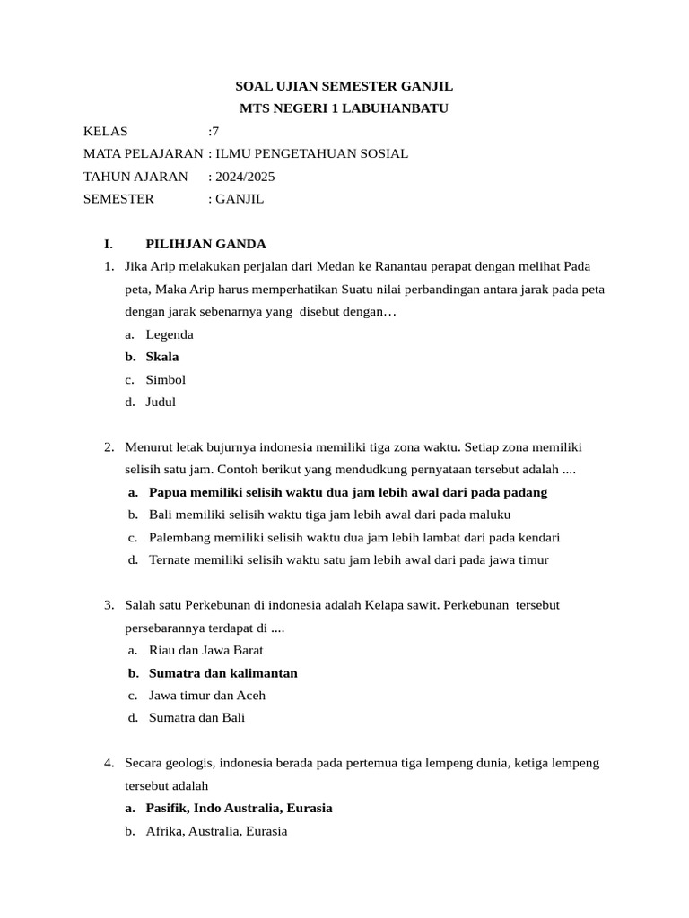 Soal Ujian Semester Ganjil | PDF