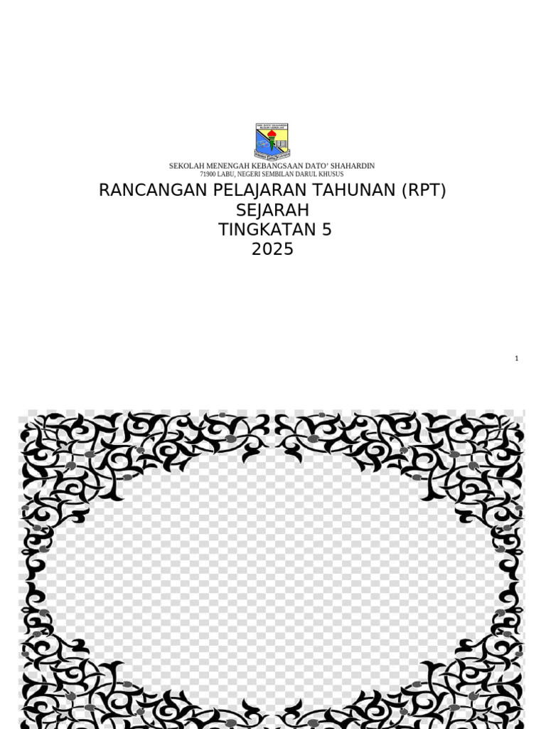 RPT Sejarah 2025 T5 | PDF