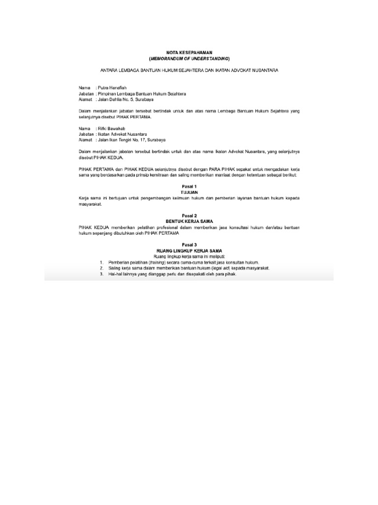 Mou Bantuan Hukum | PDF