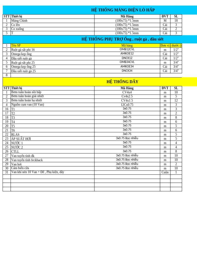Báo Giá He Thong Lo Hap | PDF