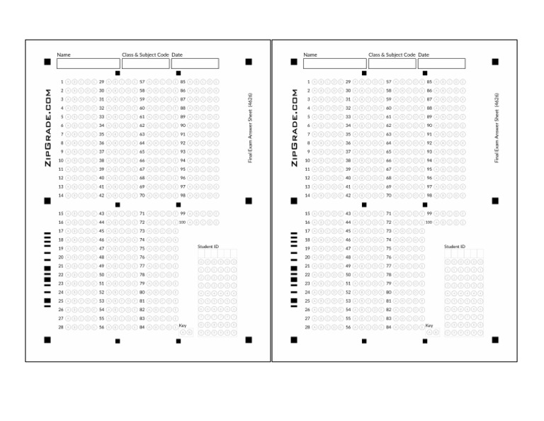 Final Exam Answer Sheet | PDF