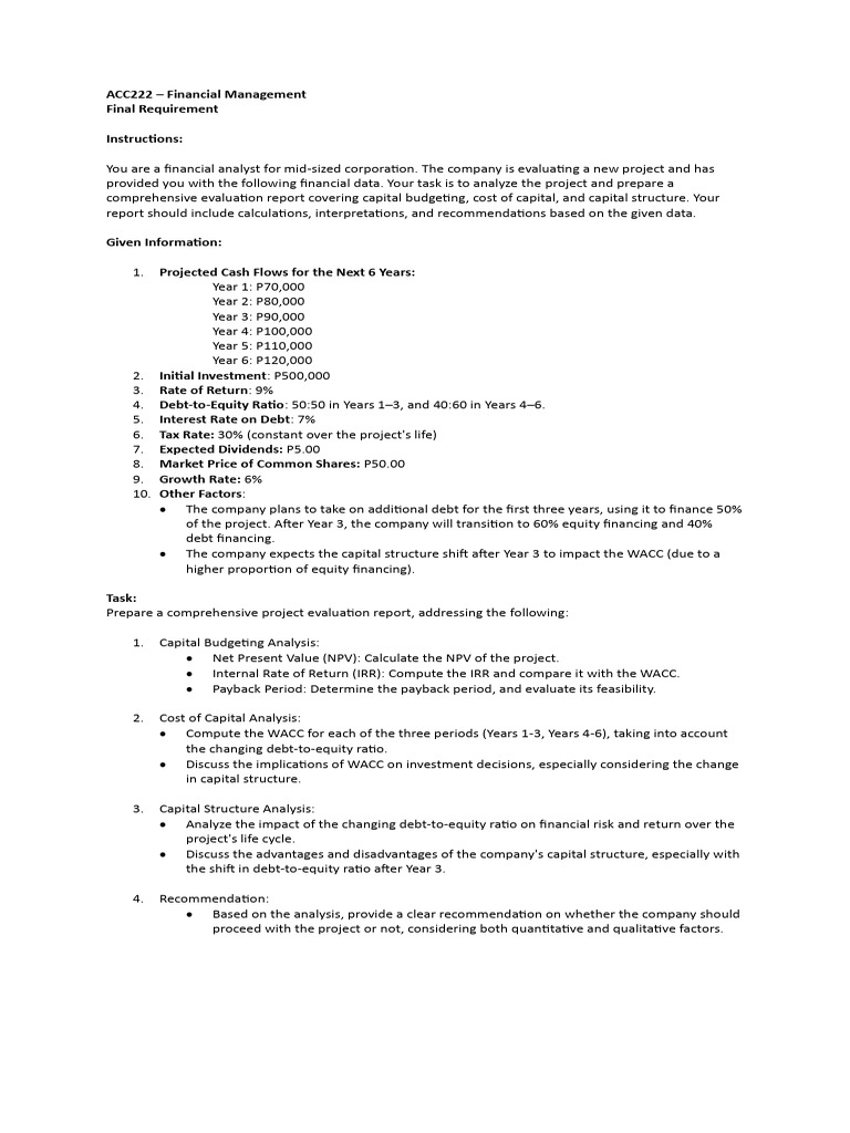 ACC222 Practice Set Final Requirement | PDF | Capital Budgeting | Net Present Value