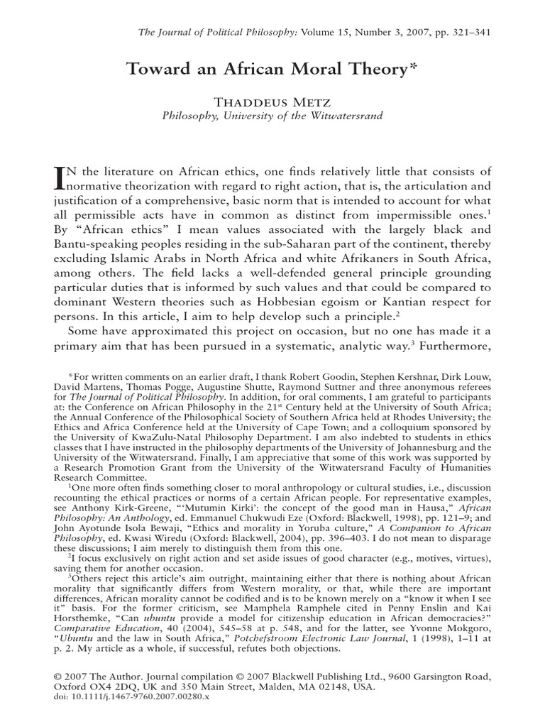 Developing an African Moral Theory | PDF | Crimes | Crime & Violence