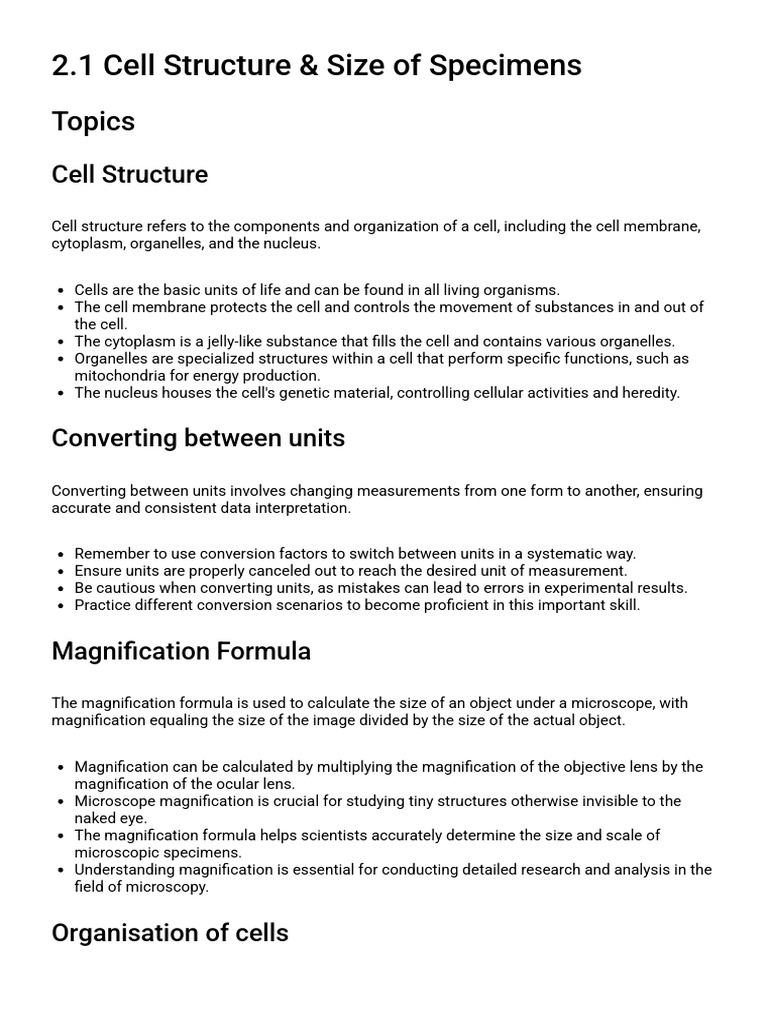 Cell Structure and Function Overview | PDF | Cell (Biology ...