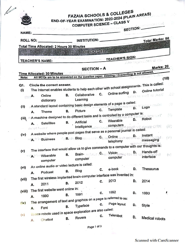 Final Term PPR Pattern COMP | PDF