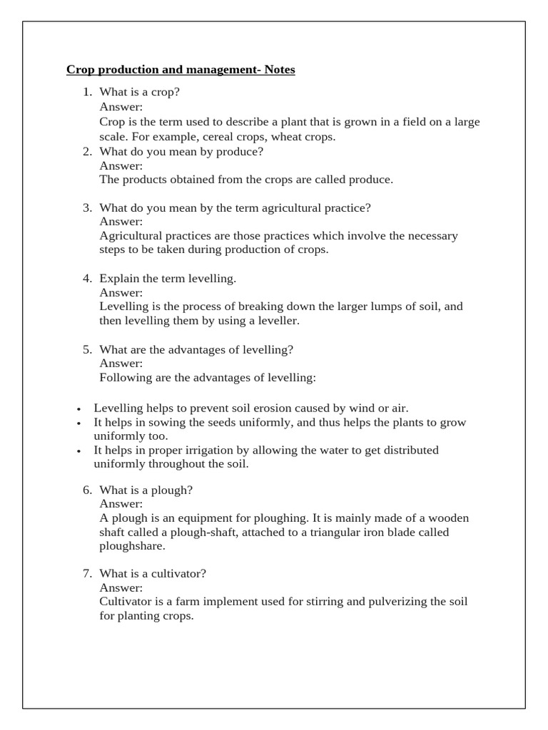 Crop Production And Management Notes Pdf Cereals Agriculture
