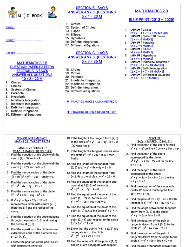 Ambaji MATHS 2B 2025 (A3) | PDF | Manifold | Algebraic Geometry