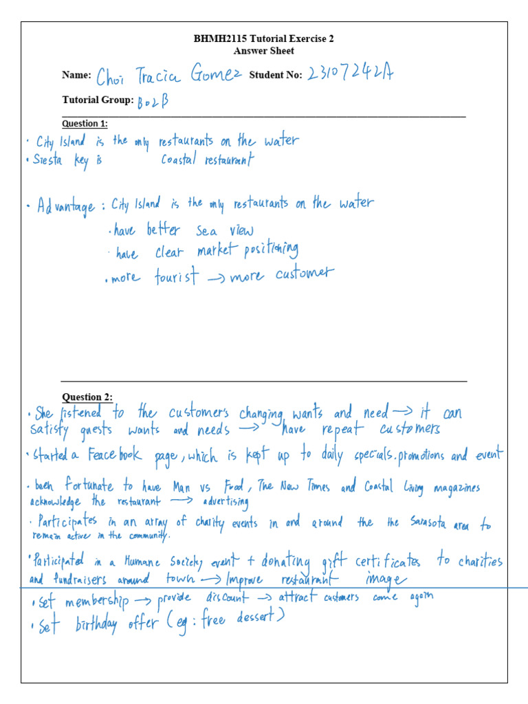 Tutorial 2 Answer Sheet 3 | PDF