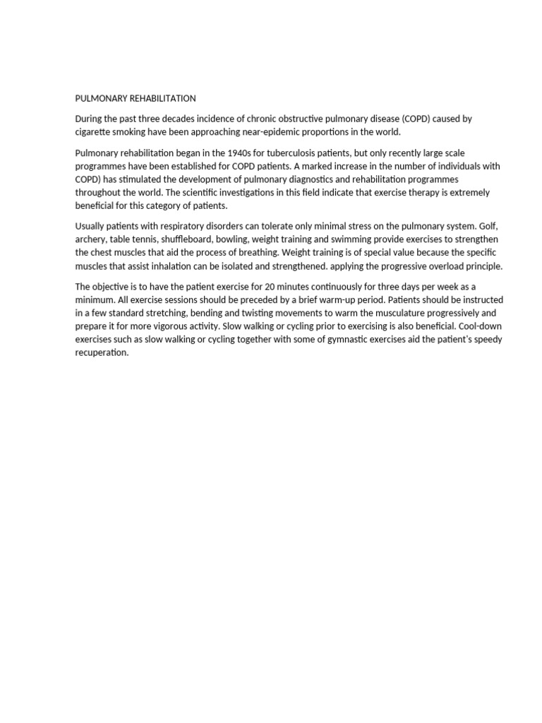 Pulmonary Rehabilitation | PDF