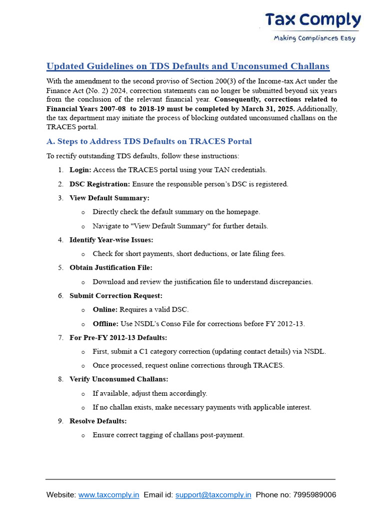 Updated Guidelines On TDS Defaults and Unconsumed Challans | PDF | Taxes