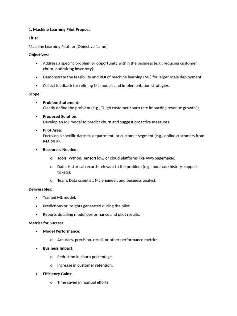 Machine Learning Pilot Proposal | PDF | Machine Learning | Supply Chain
