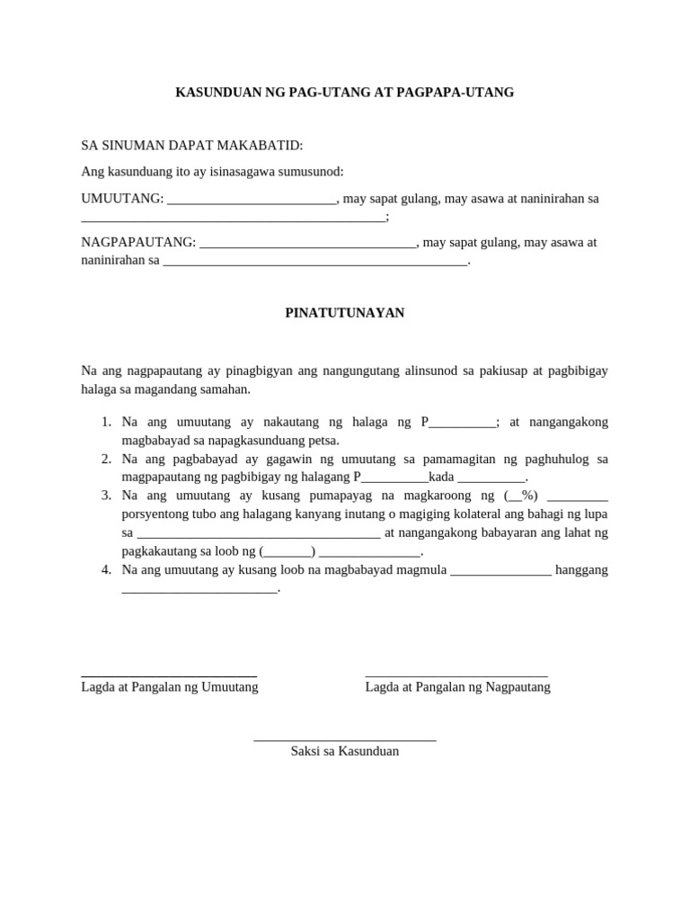 Kasunduan NG Pagutang | PDF
