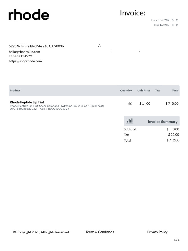 Rhode Invoice 85848111 | PDF