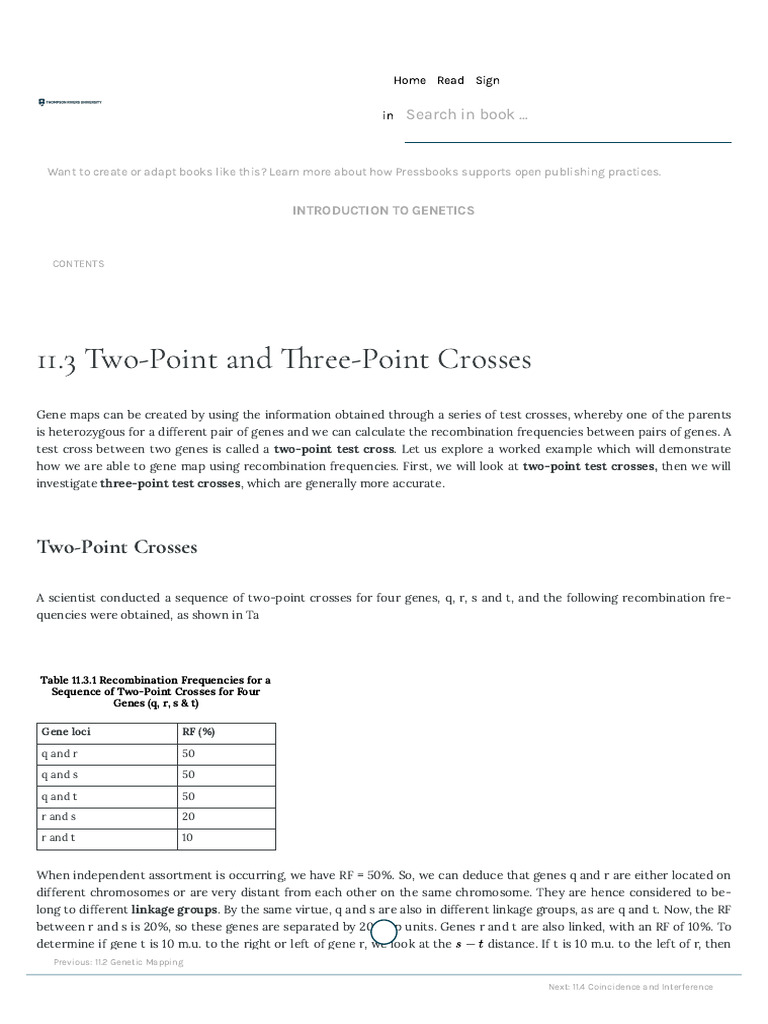 11.3 Two-Point and Three-Point Crosses | PDF | Genetic Linkage ...