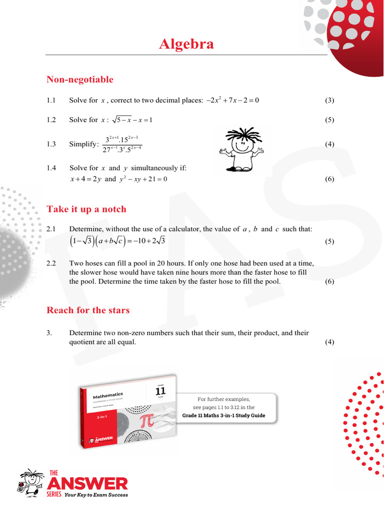 The Answer Series (TAS) - Grade 11 Maths Revision Questions | PDF ...