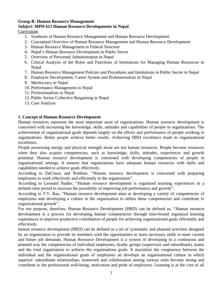 HRD in Nepal | PDF | Human Resource Management | Performance Appraisal