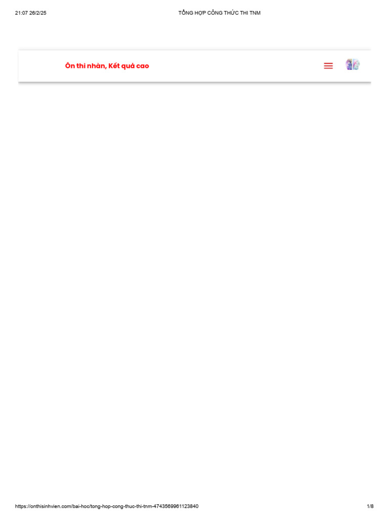 T NG H P Công TH C Thi TNM | PDF