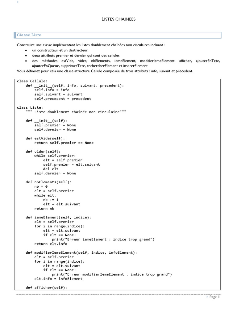 Liste Chaînée - TD-corrige | PDF | Python (Langage de programmation) | Programmation informatique