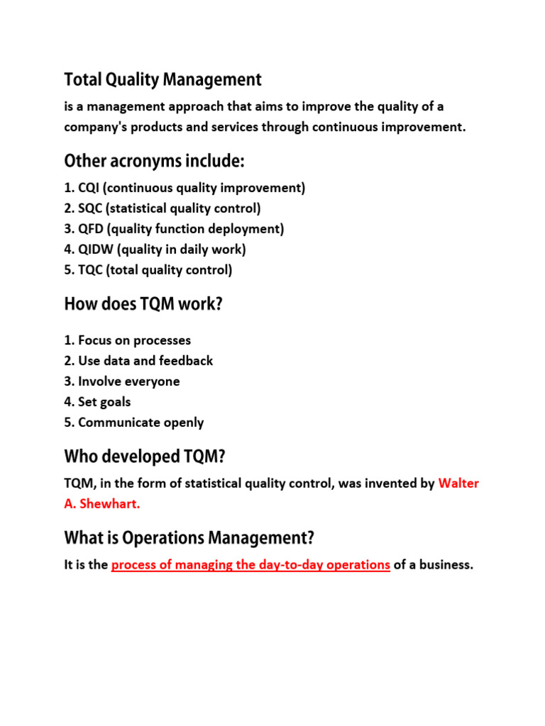 Understanding Total Quality Management | PDF