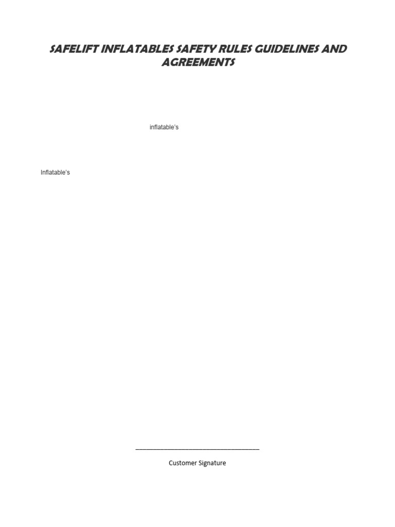SAFELIFT Inflatables Safety Rules and Guidlines | PDF