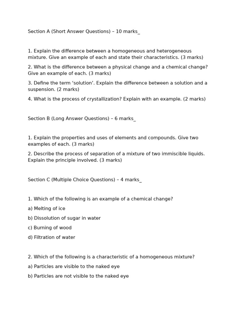 Chemistry question paper | PDF