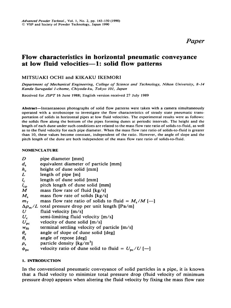 Solid Flow Patterns in Pneumatic Conveyance | PDF | Flow Measurement | Mass