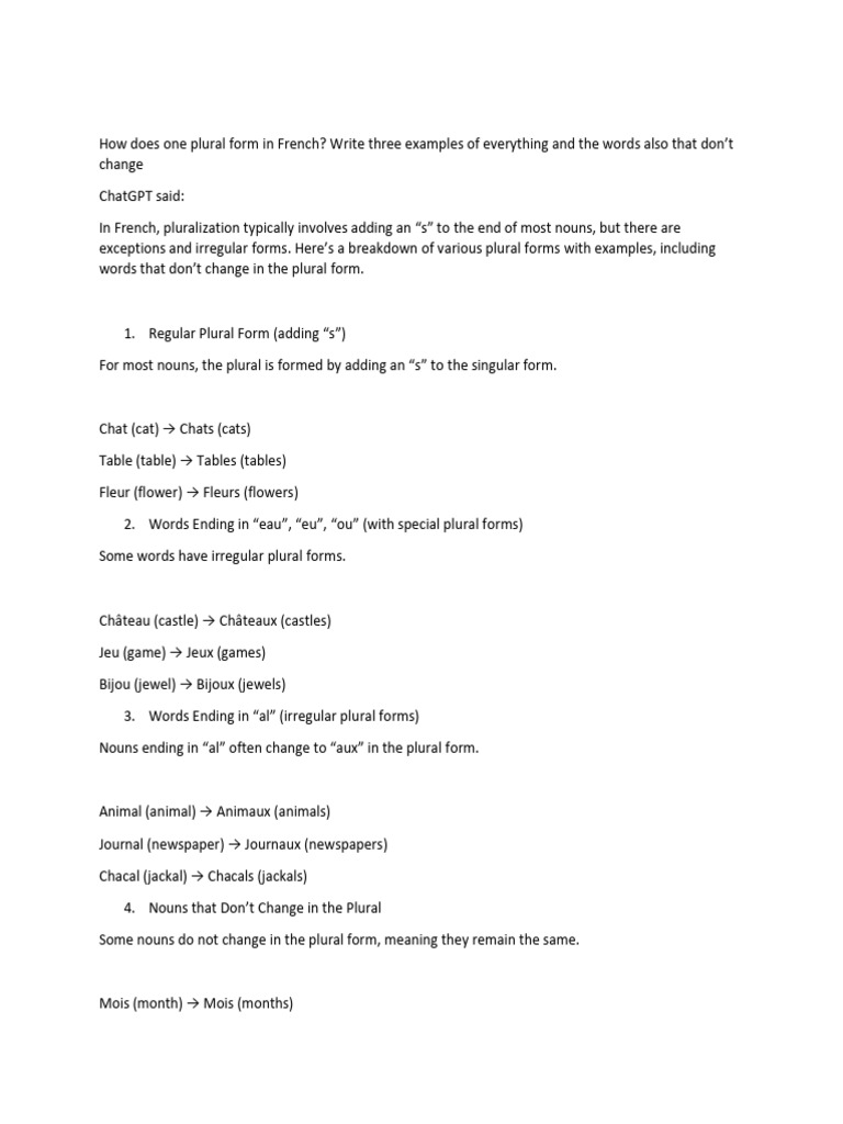 Plurals French | PDF