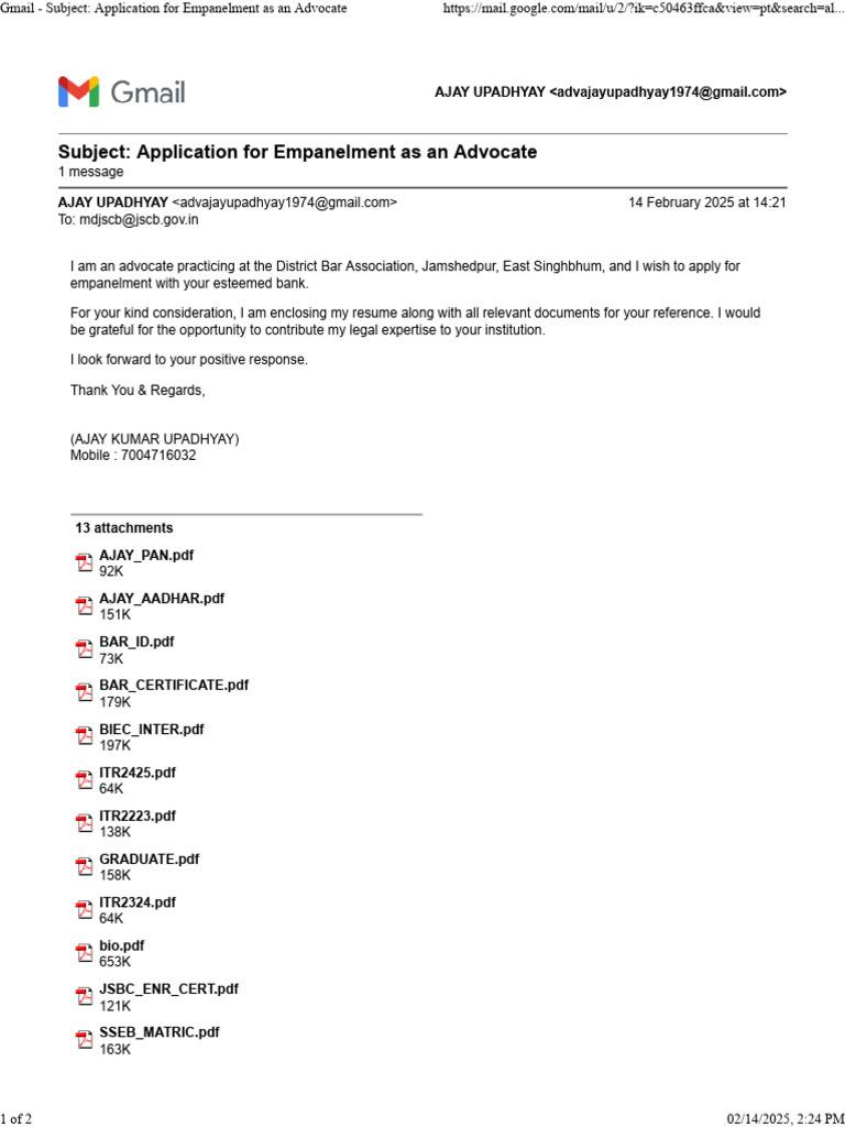 Advocate Empanelment Application | PDF