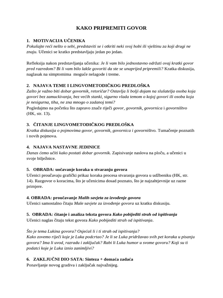 KAKO PRIPREMITI GOVOR - Priprema | PDF