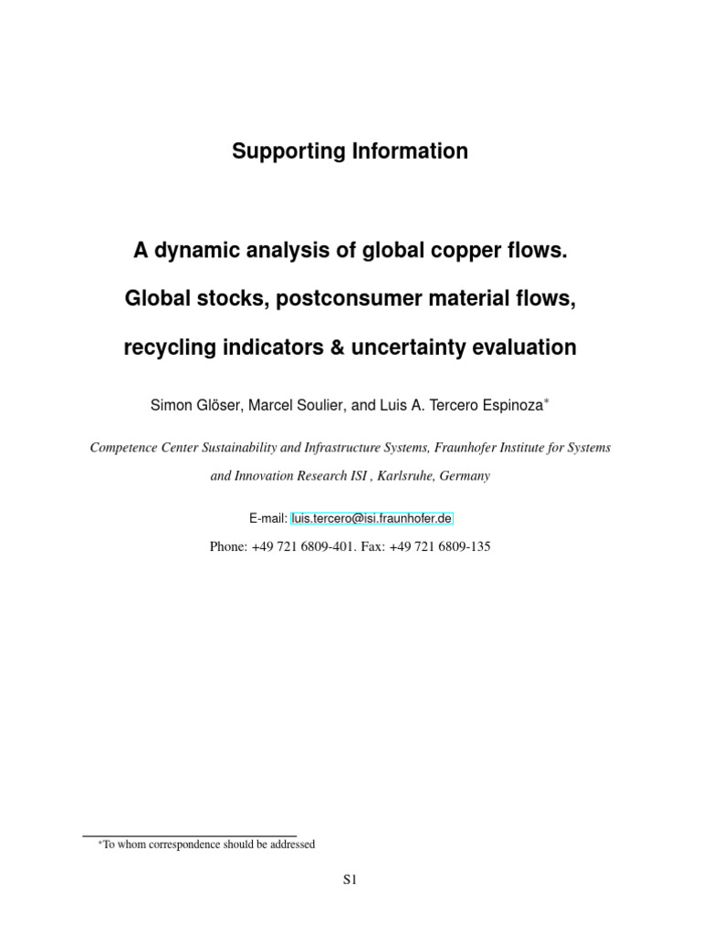 Gloser Supporting Info | PDF | Copper | Scrap